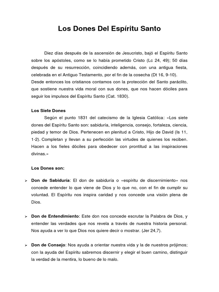 Los Dones Del Espíritu Santo | PDF | espíritu Santo | Dios