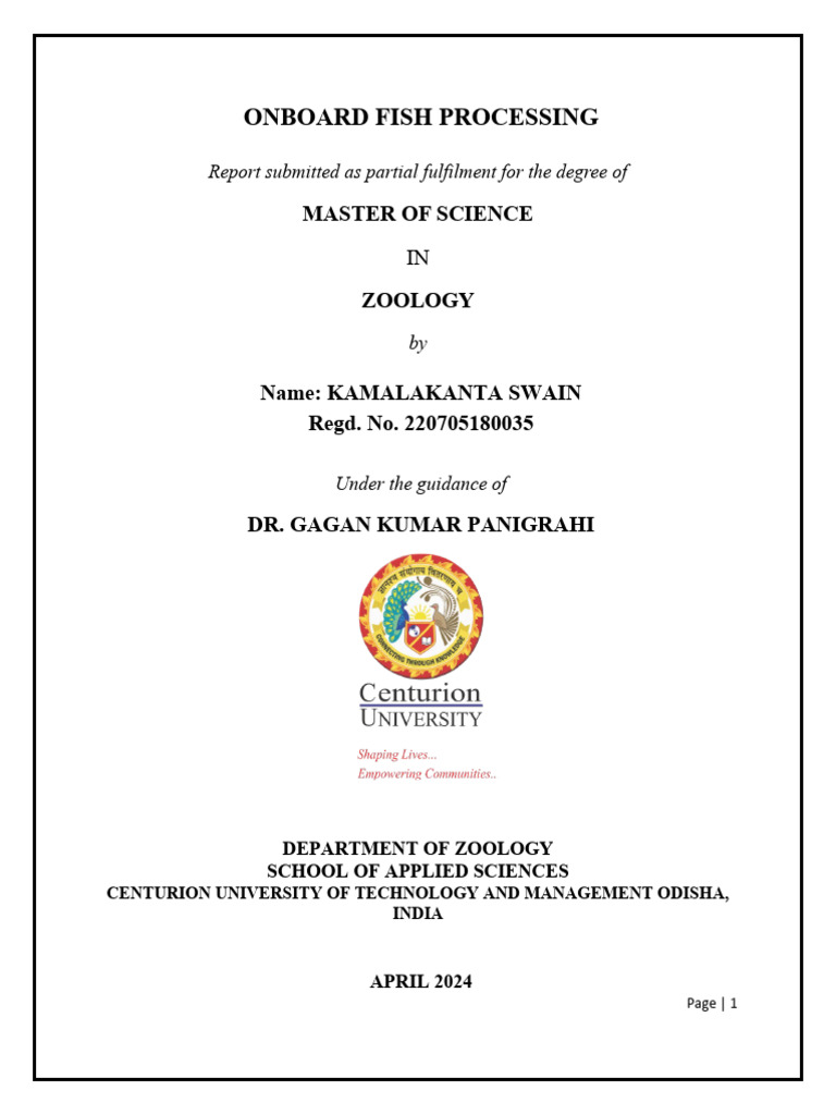 Report On Onboard Fish Processing | PDF | Ships