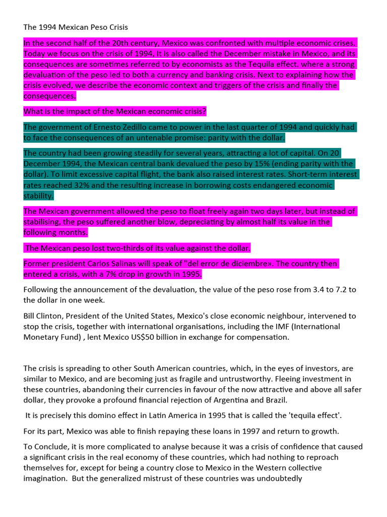 1994 Mexican Peso Crisis Explained | PDF | International Finance ...