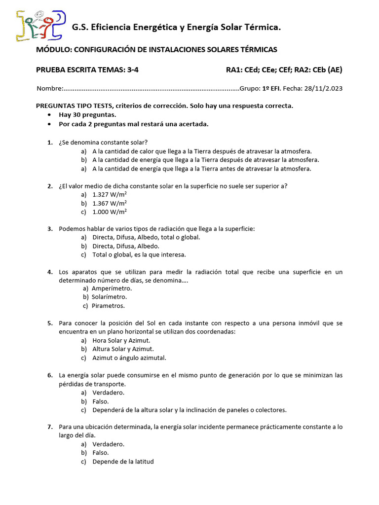 1 Pe. Tema 3-4 Cist | PDF | Energía solar | Hora