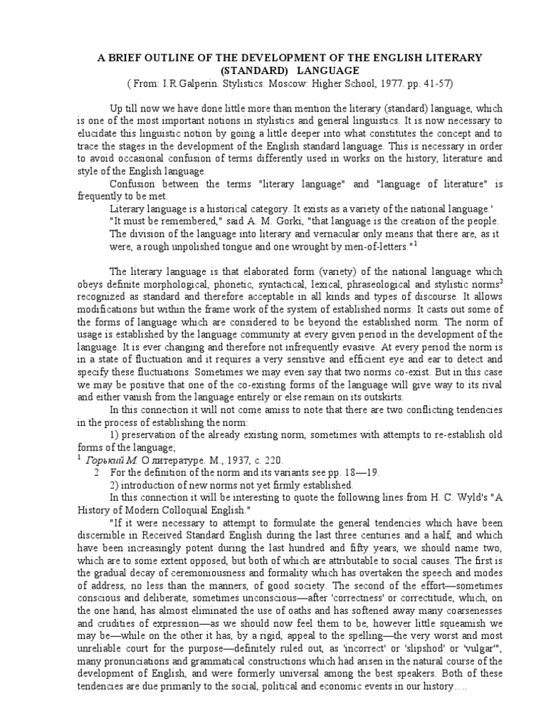 Development of The English Literary Language | PDF | English Language ...
