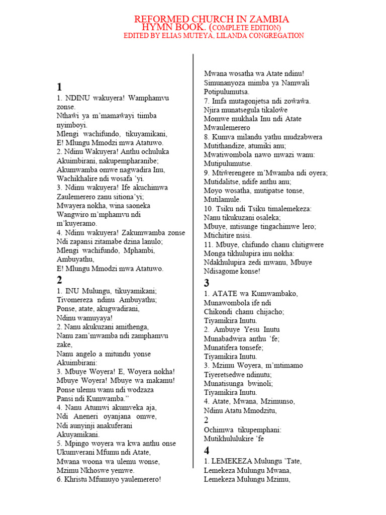 Nyimbo Za Mulungu. COMPLETE EDITION | PDF