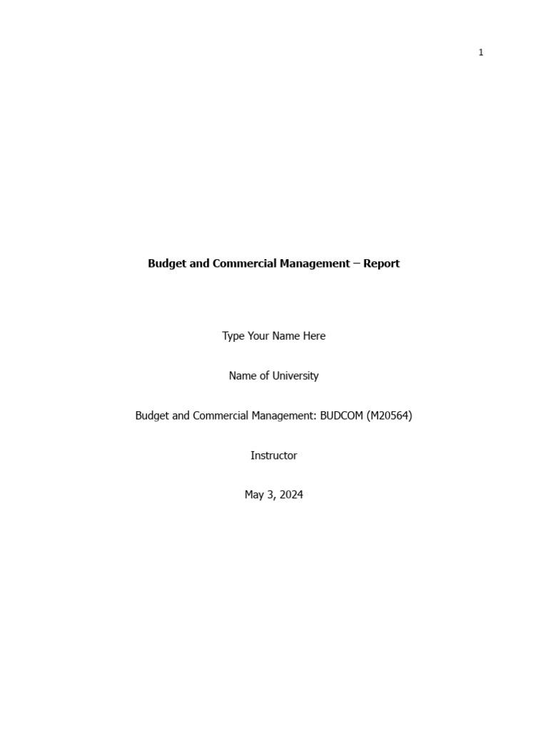 Budget and Commercial Management - Report | PDF | Procurement | Risk