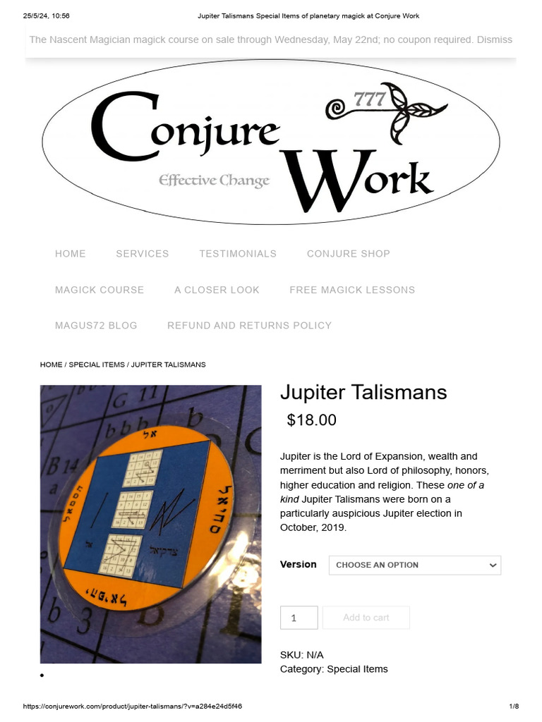 Jupiter Talismans Special Items of Planetary Magick at Conjure Work ...