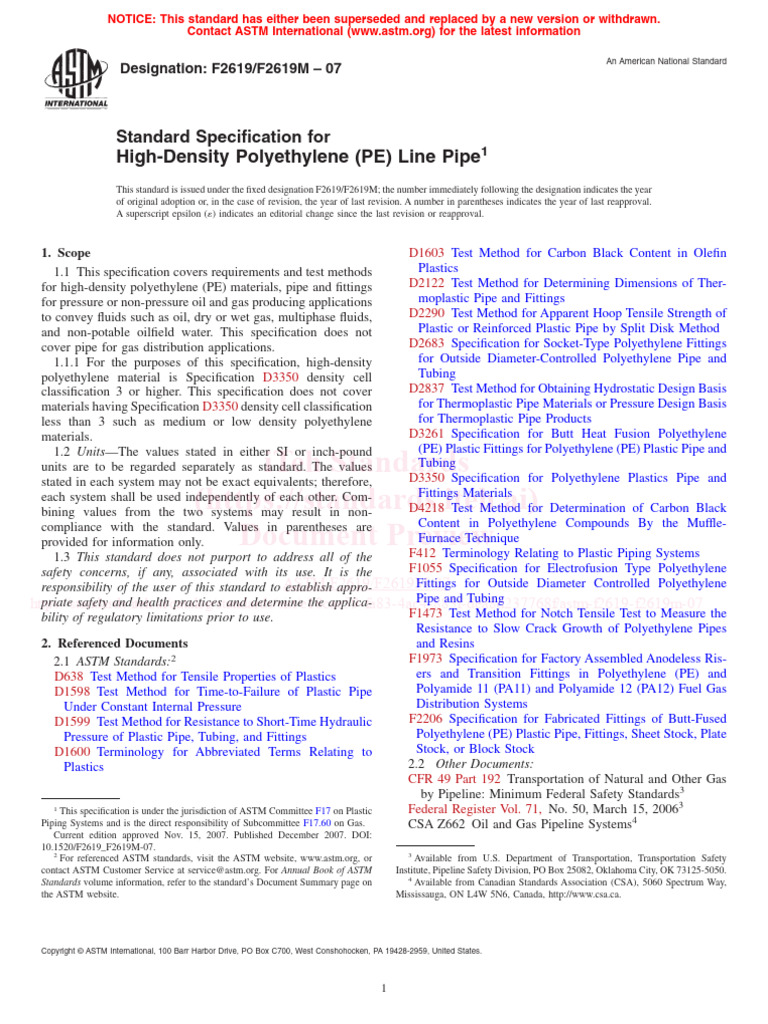 Astm F2619 F2619M 07 | PDF | Pipe (Fluid Conveyance) | Polyethylene