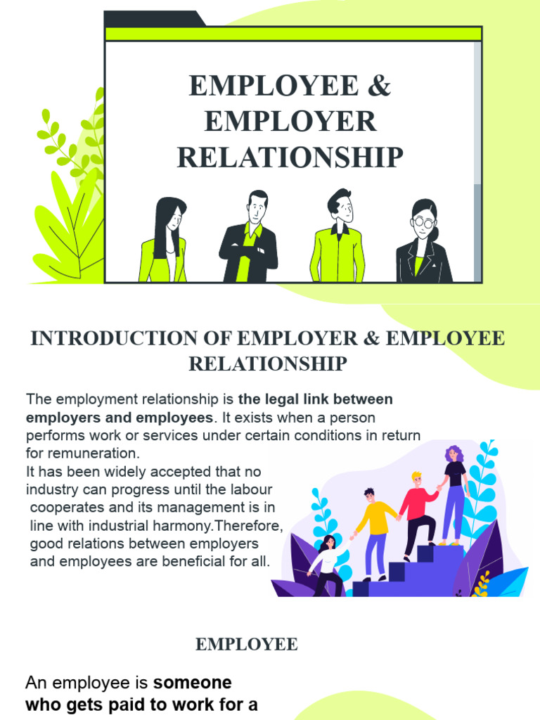 Employee and Employer Relationship | PDF | Employment | Industrial ...