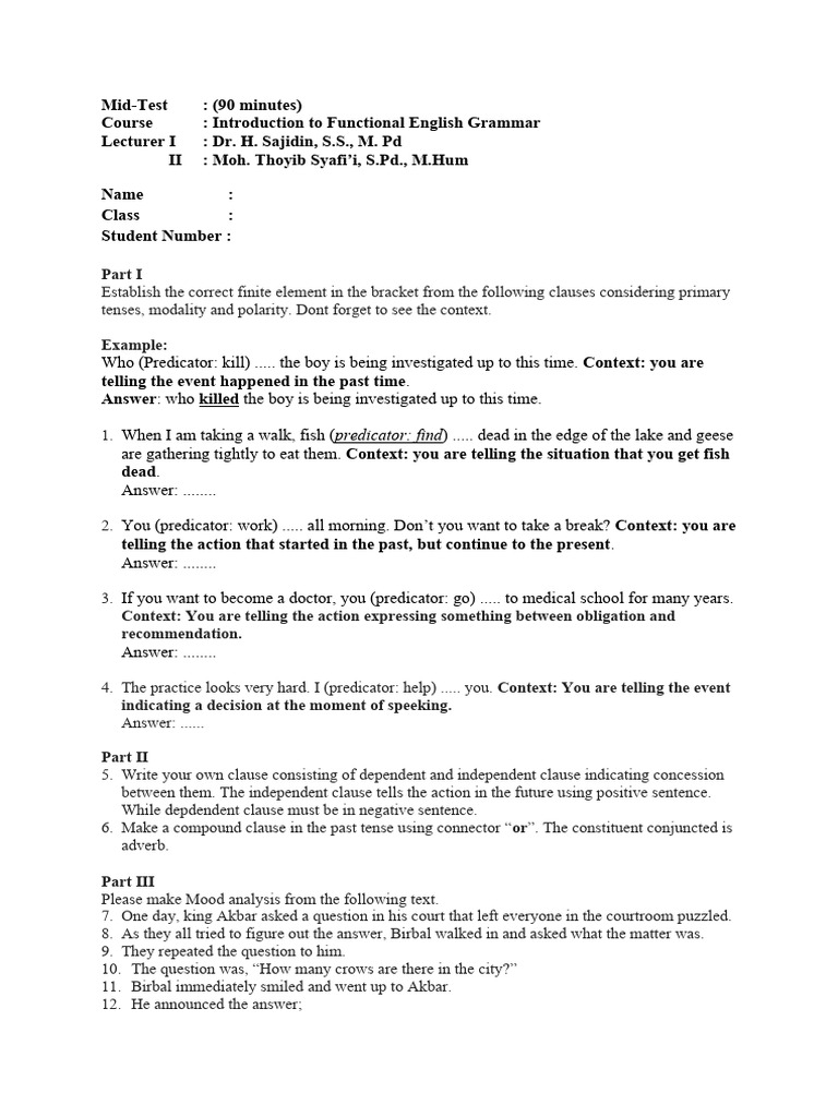 UTS - Introduction To Functional English Grammar | PDF | Clause ...