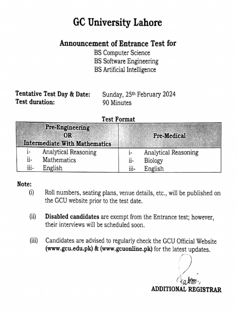 Entry Test BSCS 2024 Spring | PDF