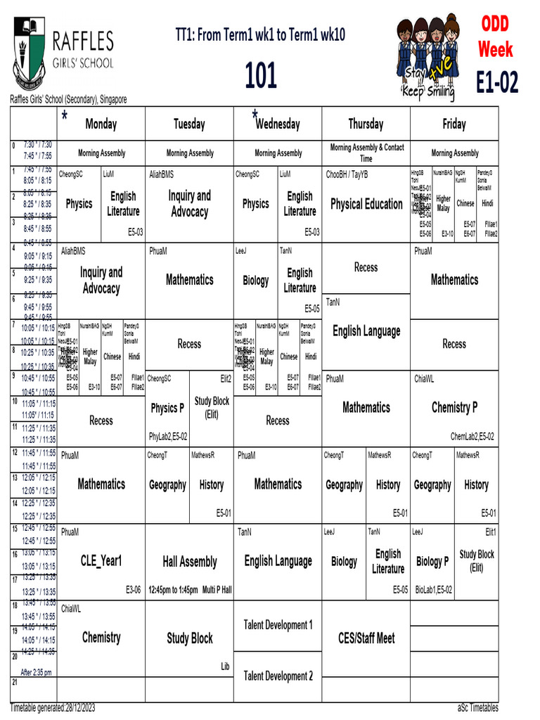 Raffles Girls' School Timetable 2023 | PDF | Languages Of Asia | Languages