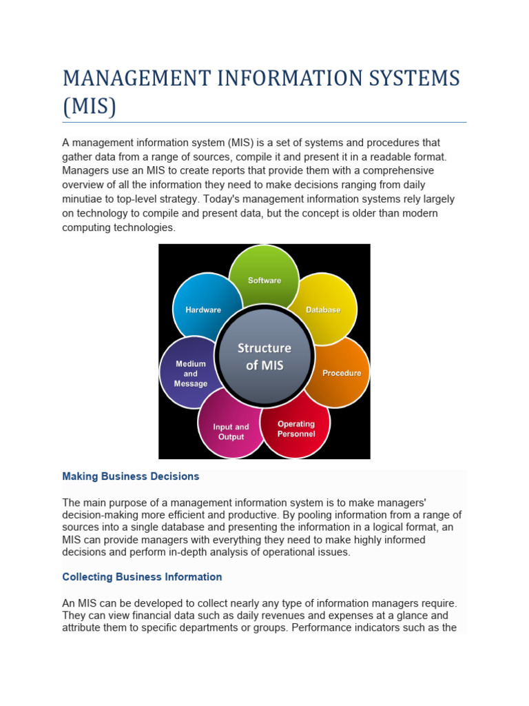 MIS Data Sources for Decision-Making | PDF | Management Information System | Information