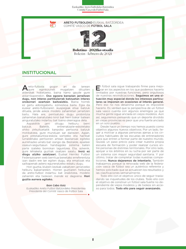 Boletin FS n12 Febrero 2021 | PDF | España | Asociación de Futbol