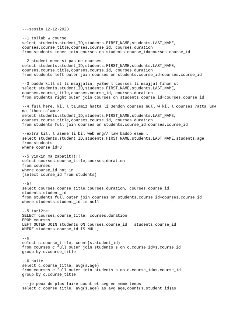 Queries Sol (STD) | PDF | Data Management | Data Management Software