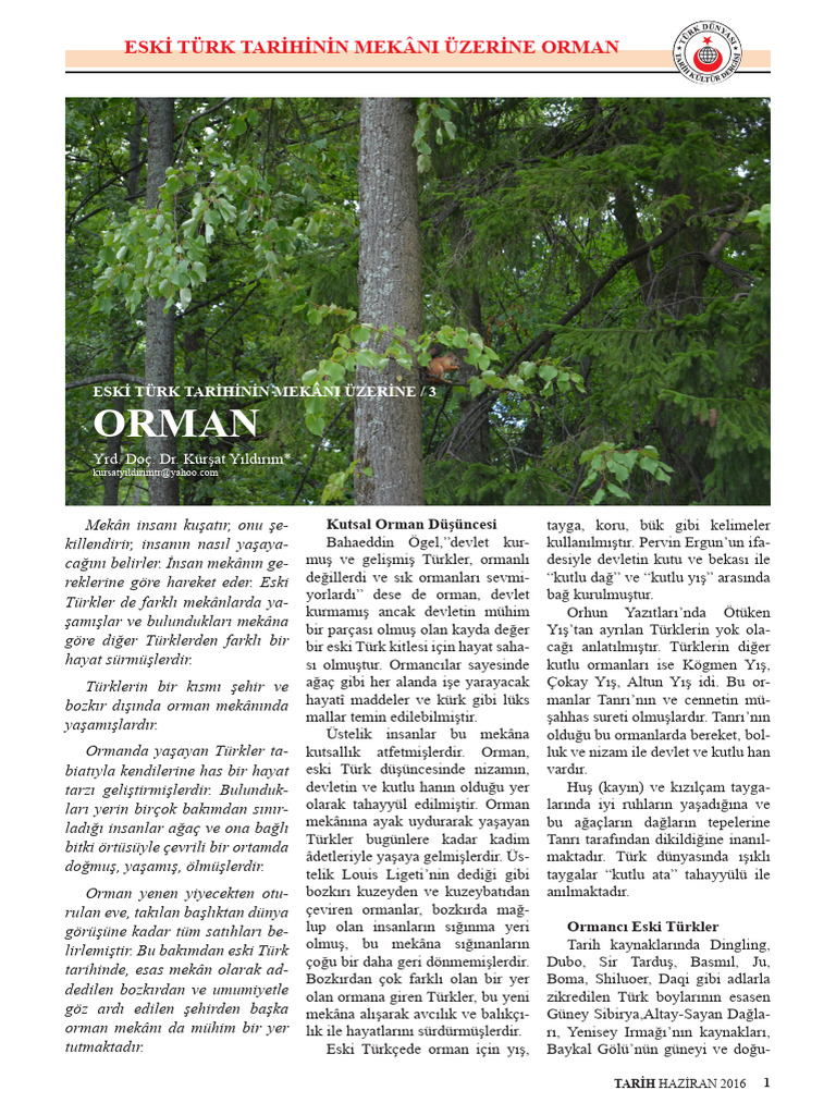Eski Türk Tarihinin Mekânı Üzerine-III Orman. | PDF