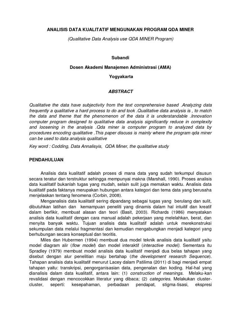 Contoh Analisis Data QDA Miner | PDF