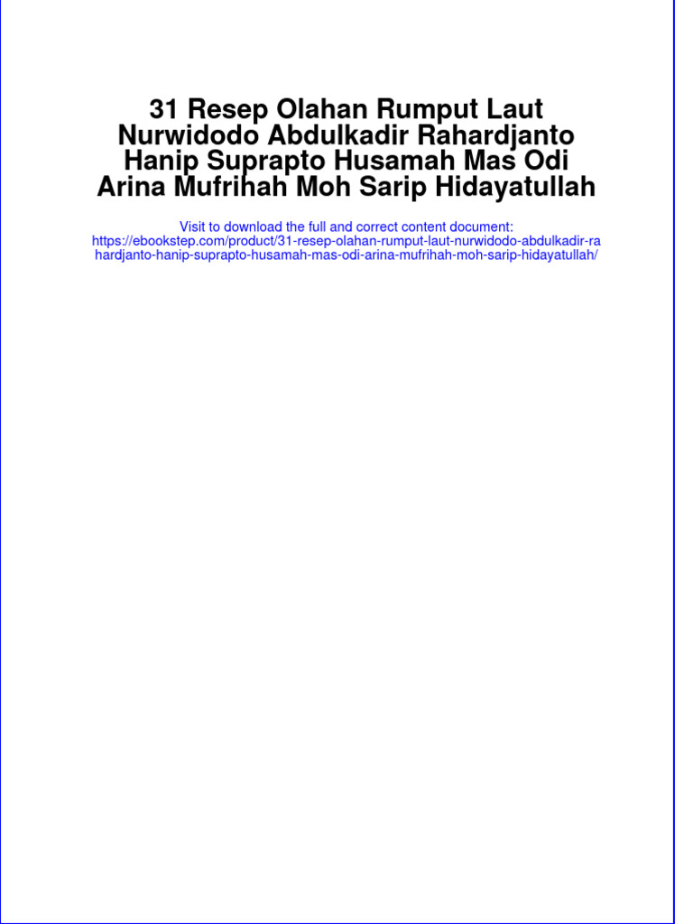 31 Resep Olahan Rumput Laut Nurwidodo Abdulkadir Rahardjanto Hanip Suprapto Husamah Mas Odi ...