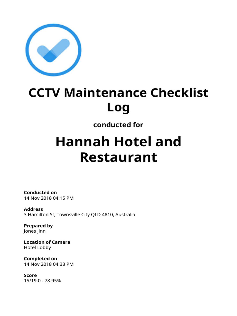 cctv-maintenance-checklist-log-report | PDF | Camera | Electrical Connector
