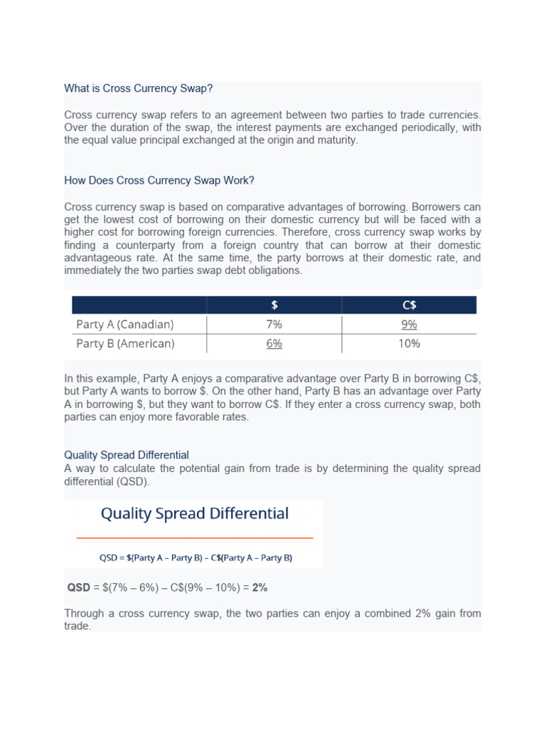 Currency swap | PDF | Swap (Finance) | Currency Swap