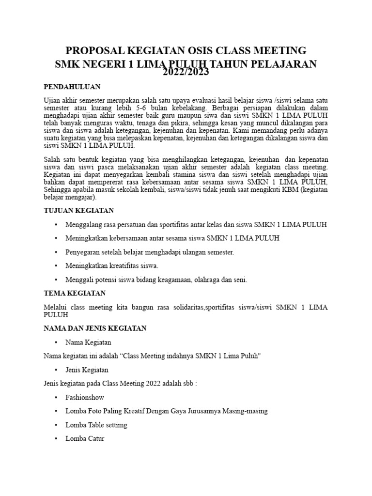 Proposal Classmeet | PDF