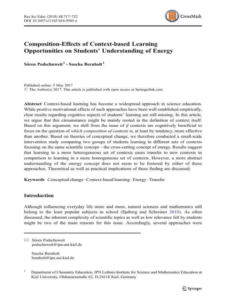 Composition-Effects of Context-Based Learning Opportunities On Students ' Understanding of ...
