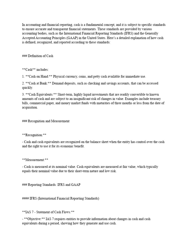 Cash | PDF | International Financial Reporting Standards | Cash And ...