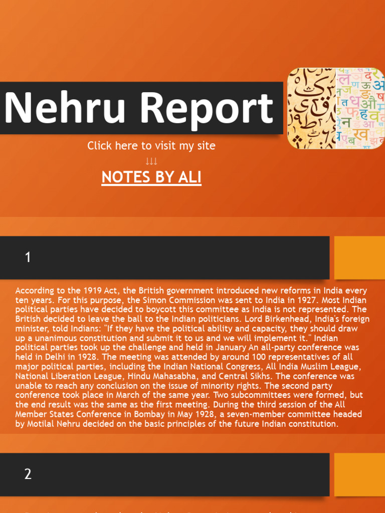 Nehru Report 1928 | PDF | Government | Governance