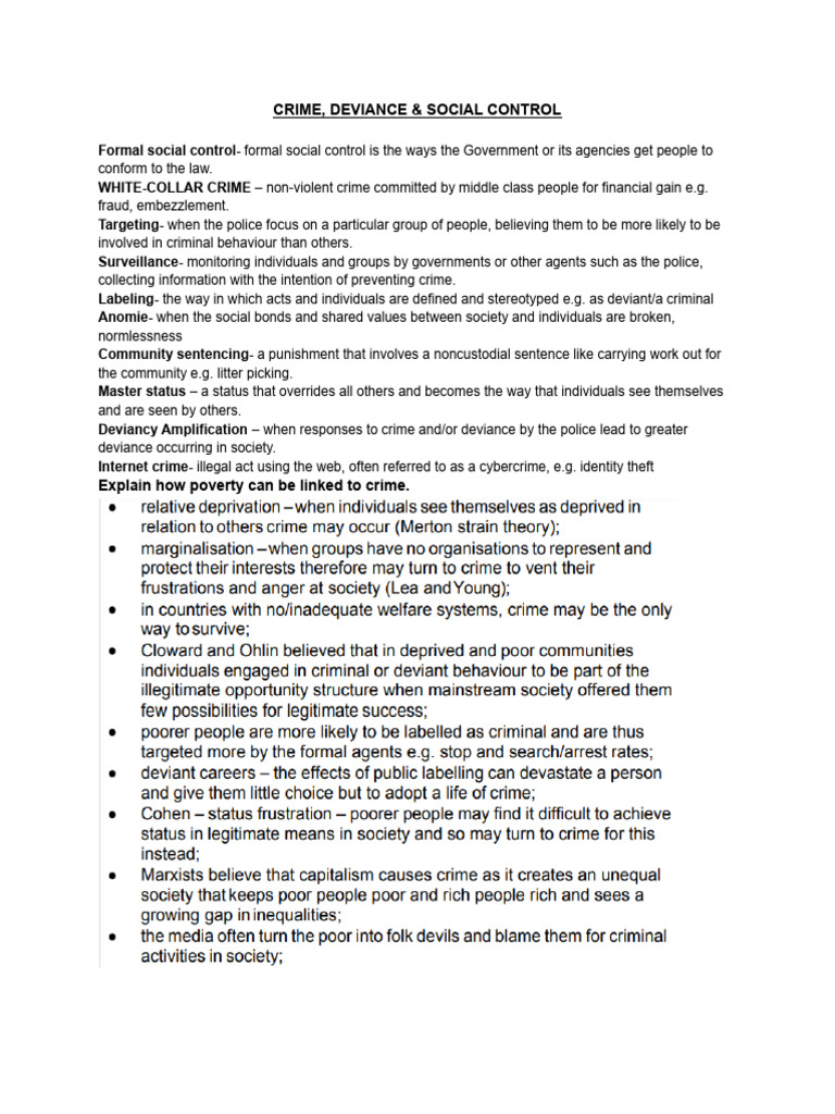 6 Crime, Deviance and Social Control | PDF | Deviance (Sociology) | Crimes