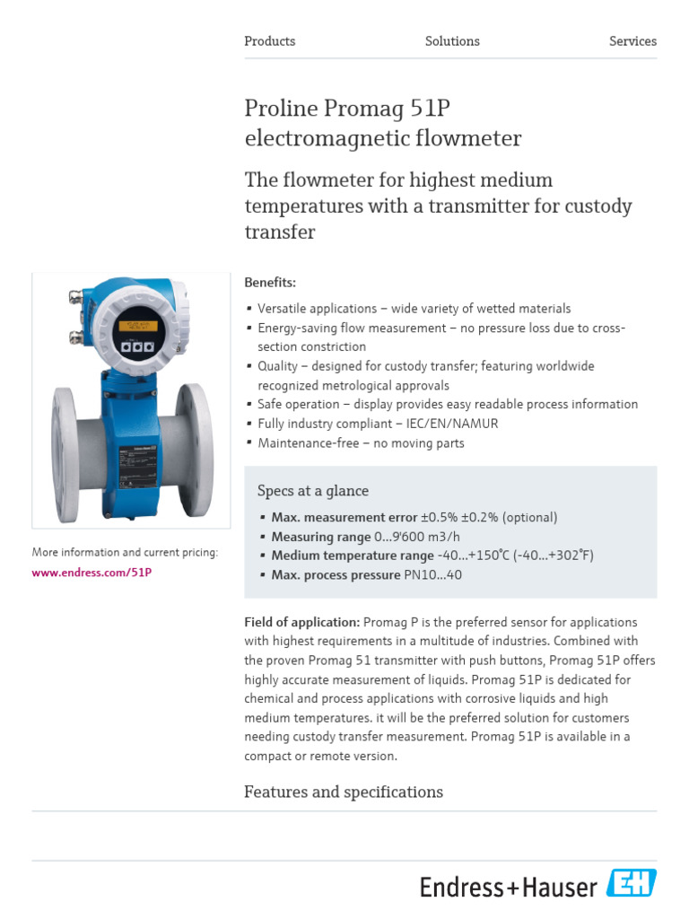 Endress-Hauser Promag 51P EN | PDF | Flow Measurement | Calibration