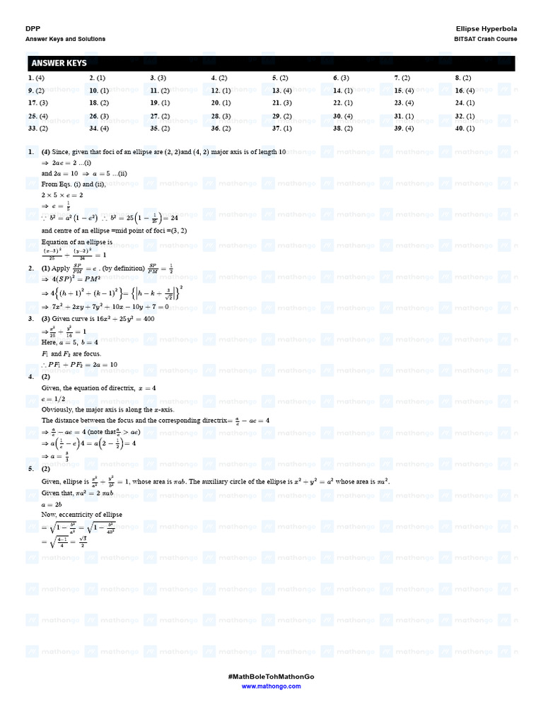 Solving Ellipses and Hyperbolas | PDF | Classical Geometry | Elementary Geometry