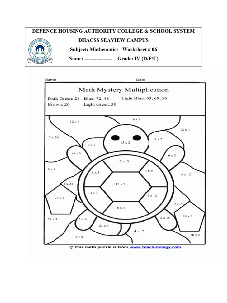 Worksheet 6 Multiplication | PDF