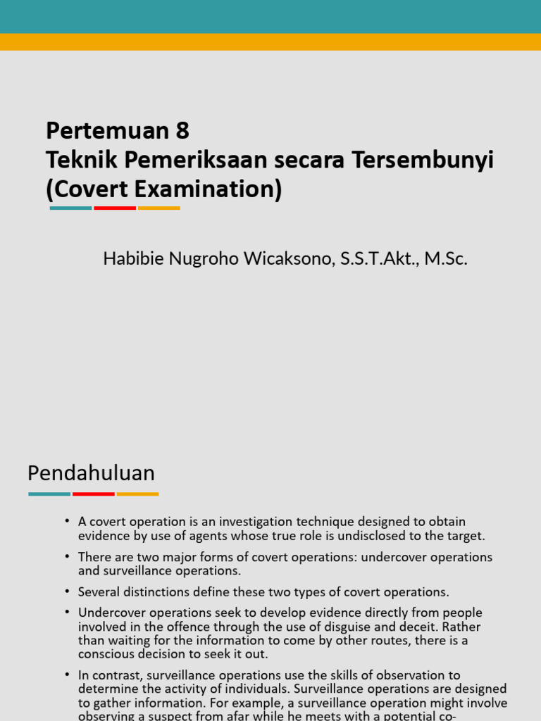Teknik Pemeriksaan Secara Tersembunyi (Covert Examination) | PDF | Covert Operation | Surveillance