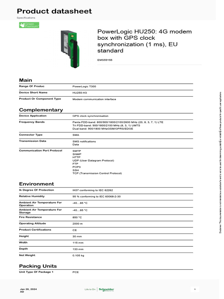 Schneider Electric PowerLogic-T300 EMS59155 | PDF | Communications ...