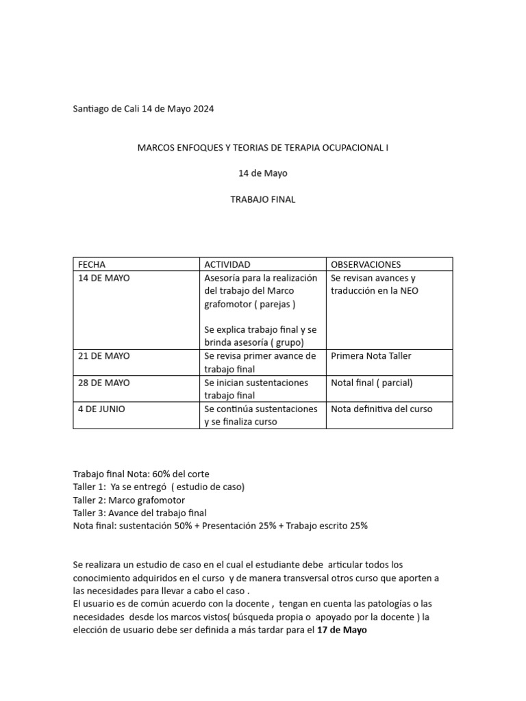 Instrucciones para Final de Curso | PDF | Evaluación