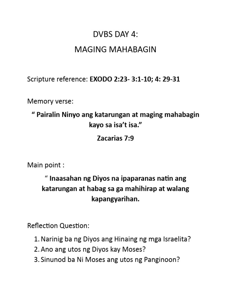 DVBS Day 4 Teacher's Manual | PDF DVBS Day 4 Teacher's Manual | PDF