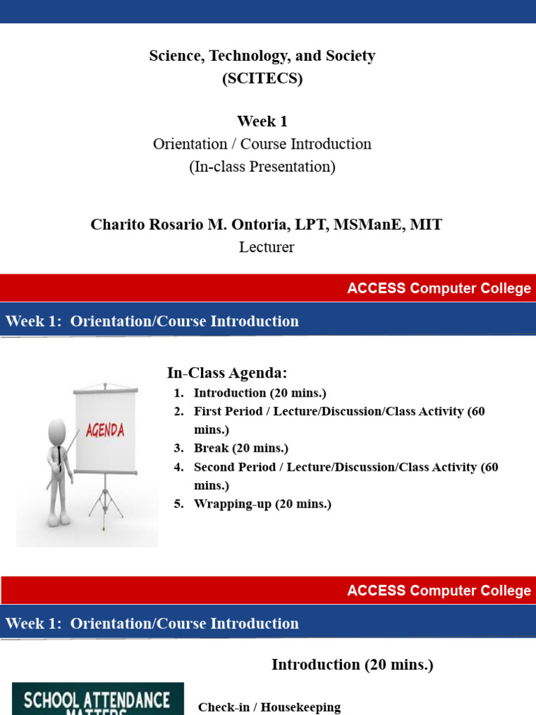 Week 1 Scitecs in Class Ppt Intro | PDF | Philippines | Science