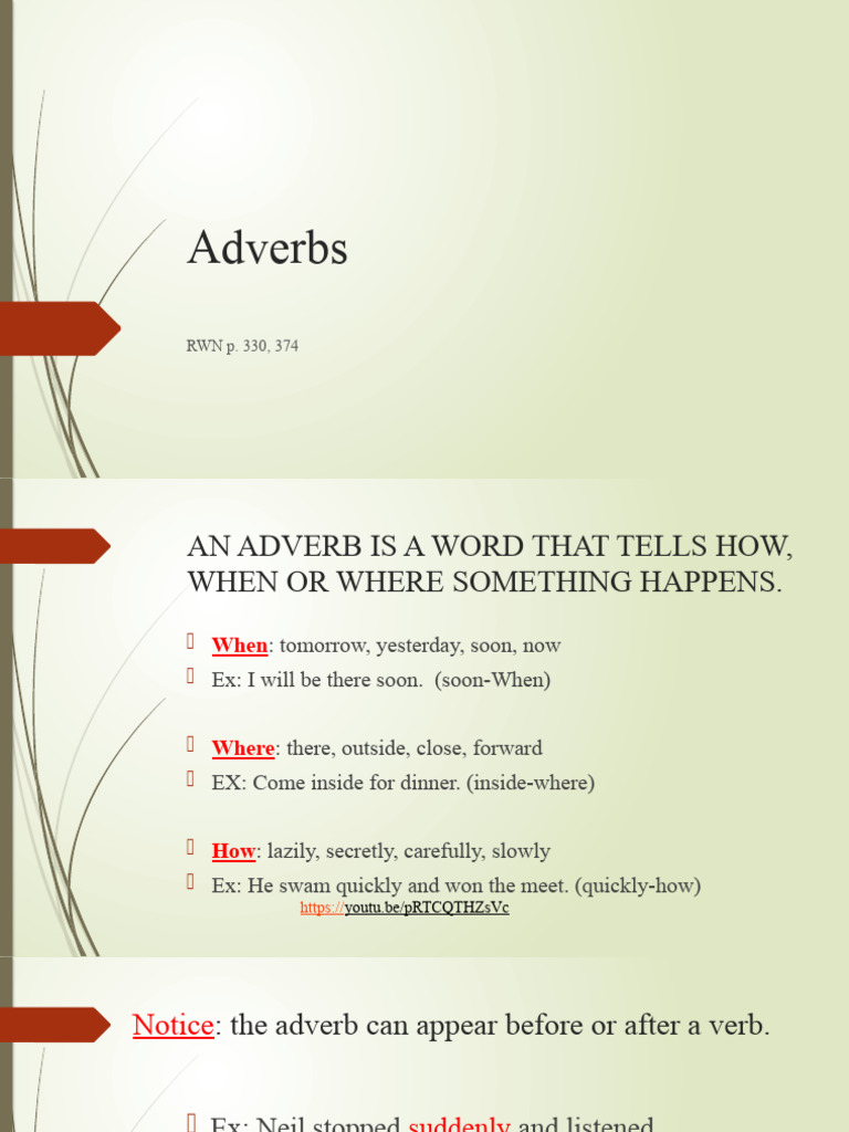 Adverbs | PDF | Language Arts & Discipline | Religion & Spirituality