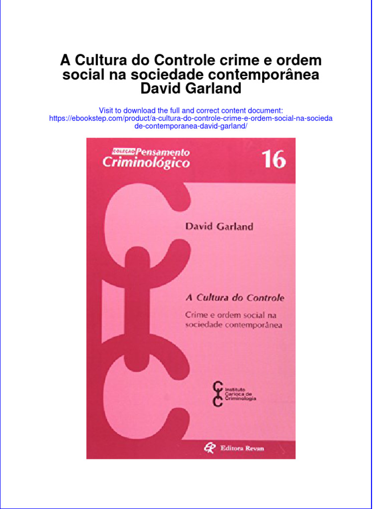 PDF Of A Cultura Do Controle Crime E Ordem Social Na Sociedade