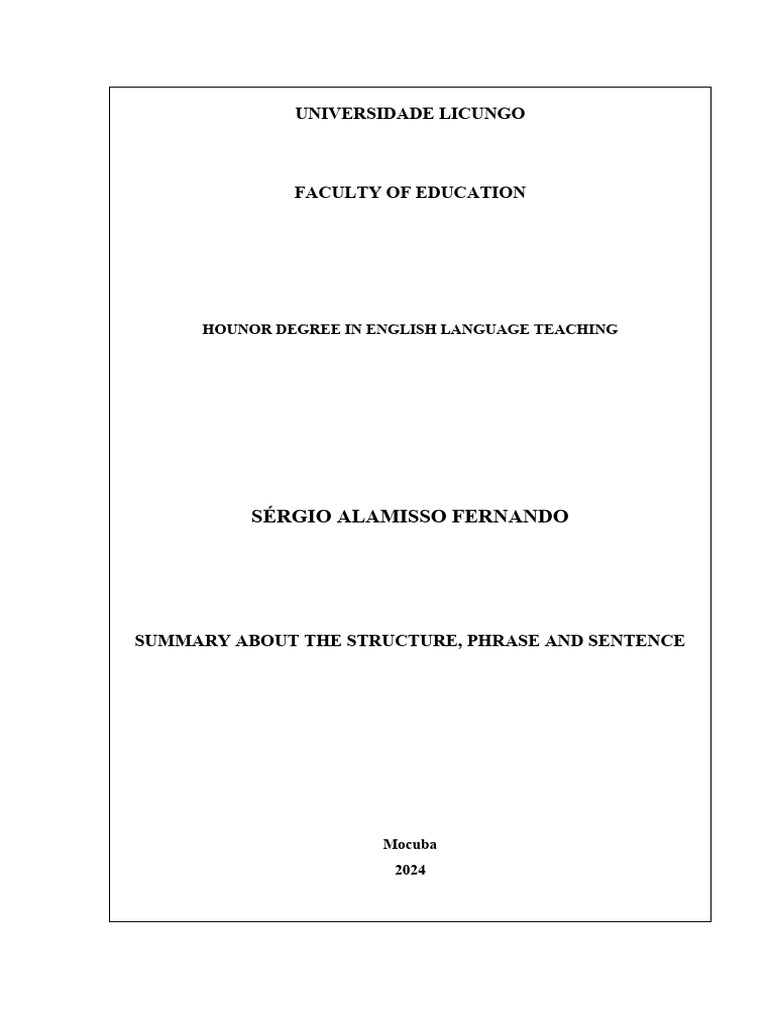Sérgio Alamisso Fernando, Syntax I, Assignment 1- 2024. | PDF | Phrase ... Sérgio Alamisso Fernando, Syntax I, Assignment 1- 2024. | PDF | Phrase ...