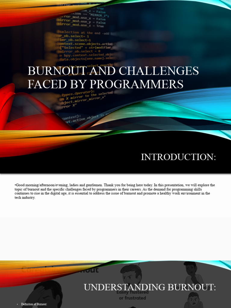 Programmer Burnout Challenges & Solutions | PDF | Occupational Burnout ...