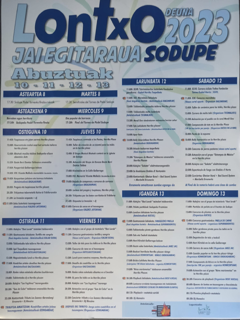 Programacion Sodupe 2023 | PDF