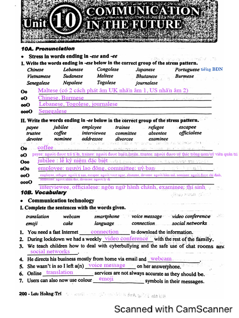 Bai Tap Tieng Anh 8 - Unit 10 - Luu Hoang Tri | PDF | Information And Communications Technology ...