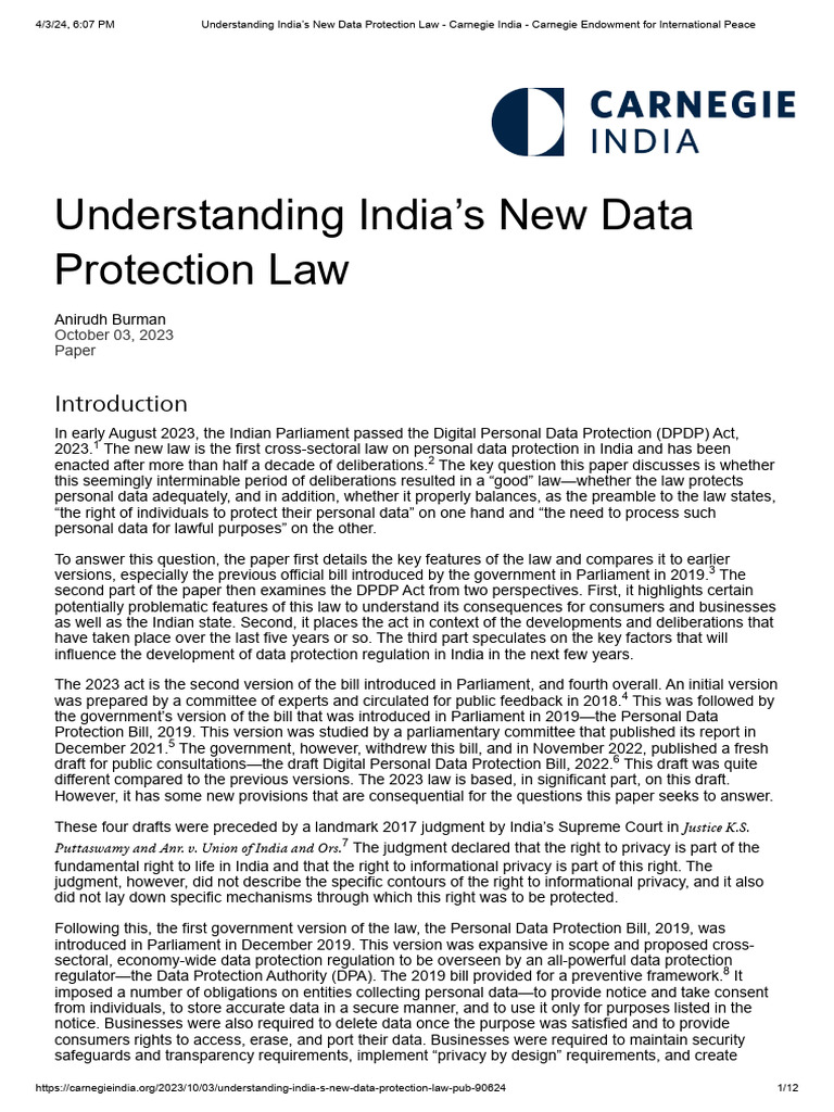 Understanding India's New Data Protection Law - Carnegie India ...