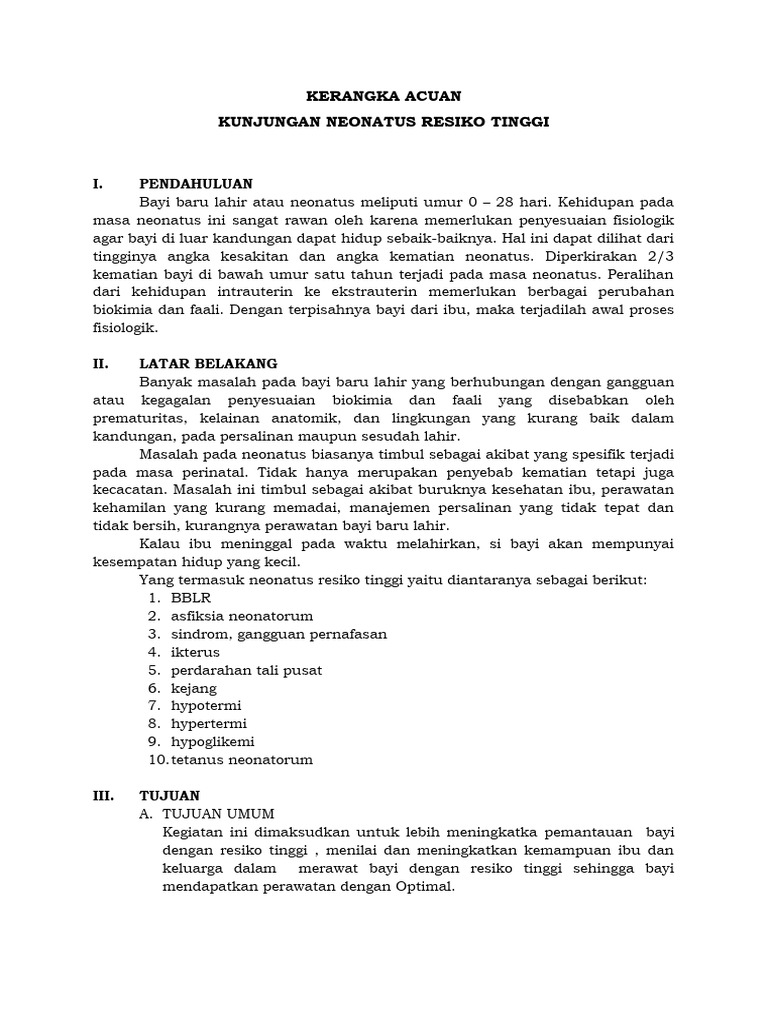 Kunjungan Neonatus Resiko Tinggi | PDF