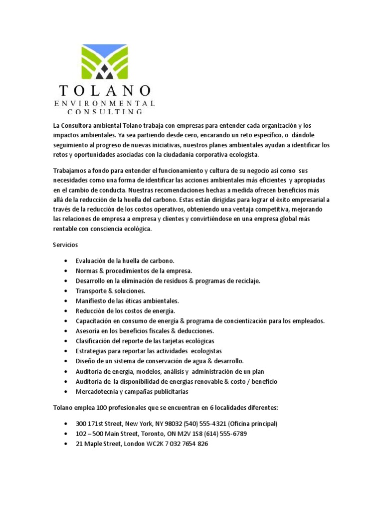 Consultora Ambiental Tolano Con Pie de Página | PDF