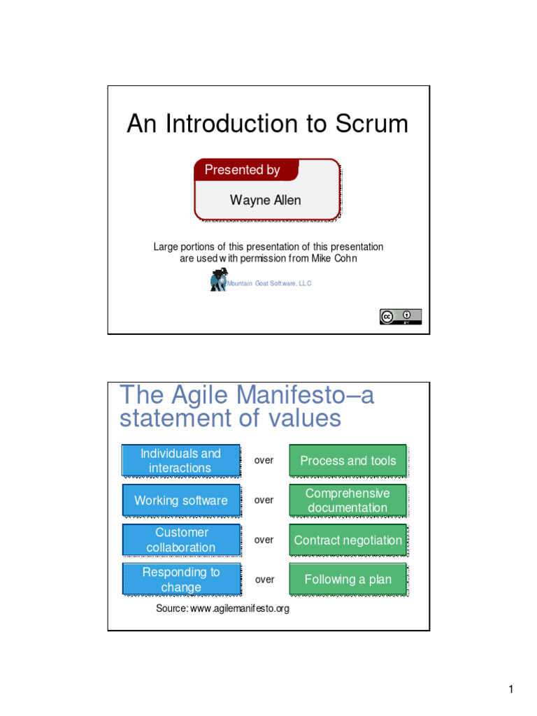 An Introduction To Scrum. The Agile Manifesto A Statement of Values | Download Free PDF | Scrum ...