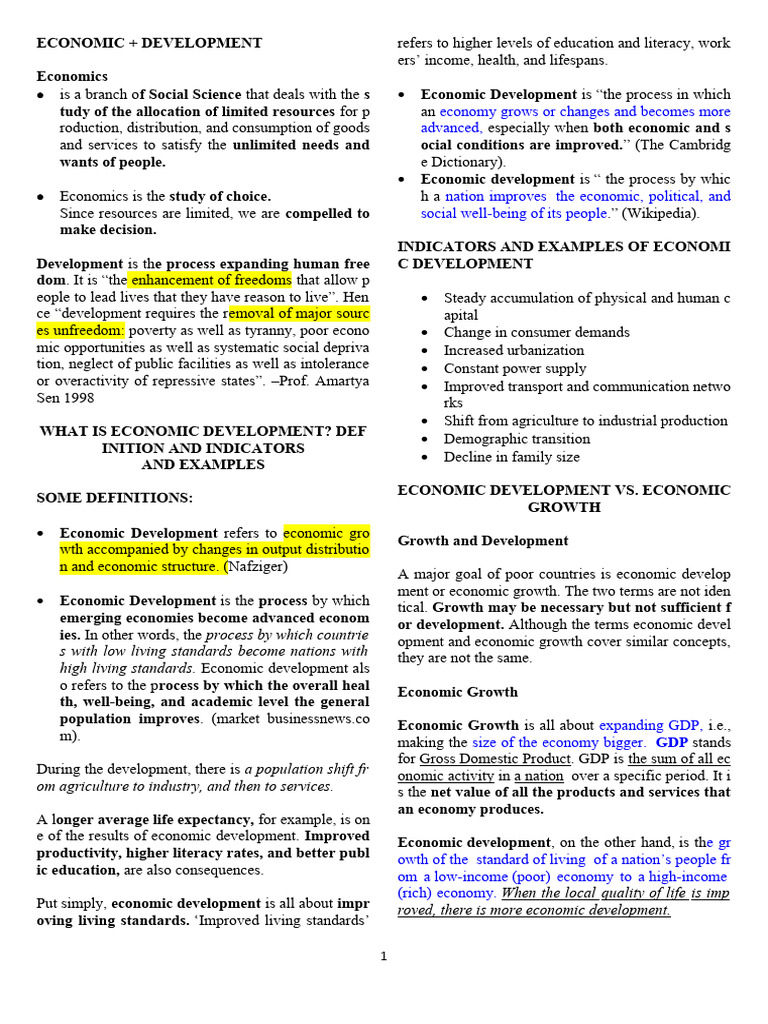 Economics Development | PDF | Gross Domestic Product | Economic Growth