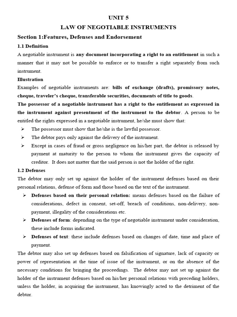Law of Negotiable Instruments | Download Free PDF | Negotiable ...