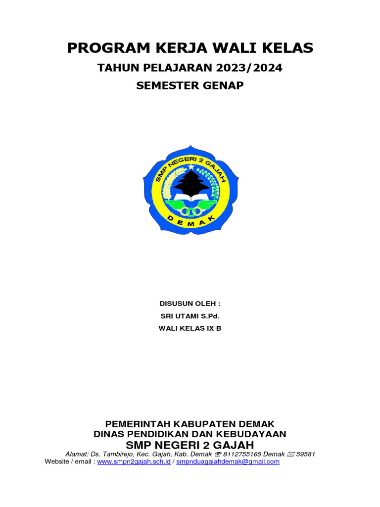 Program Kerja Wali Kelas IX B | PDF