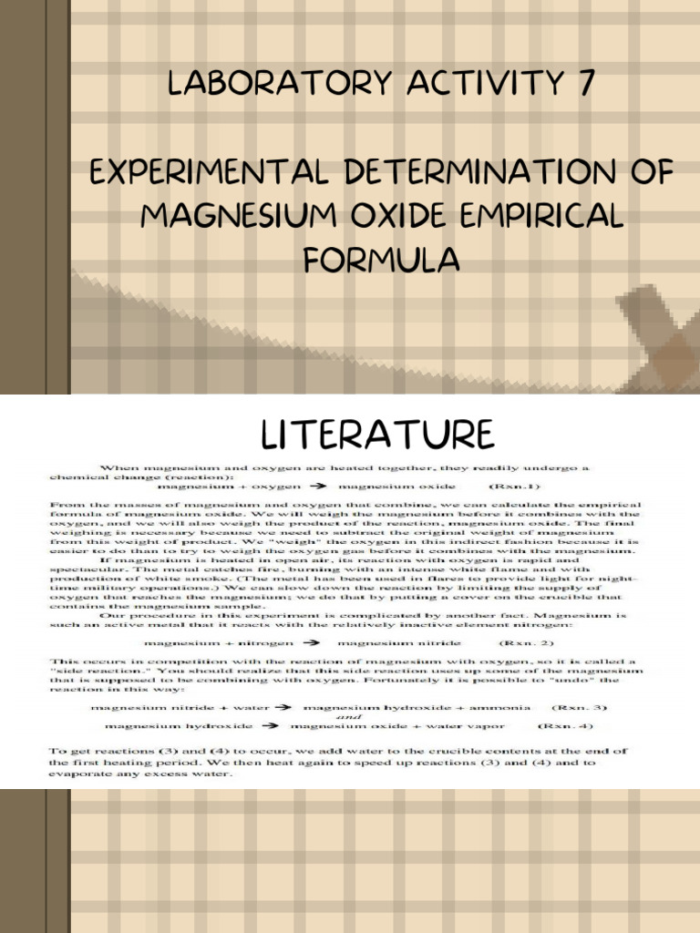 Lab Act 7 Magnesium Oxide | PDF | Magnesium | Physical Chemistry
