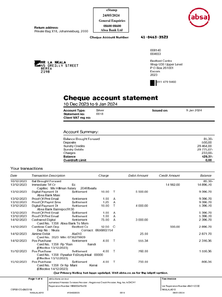 JAN Statement | PDF | Credit Card | Debit Card