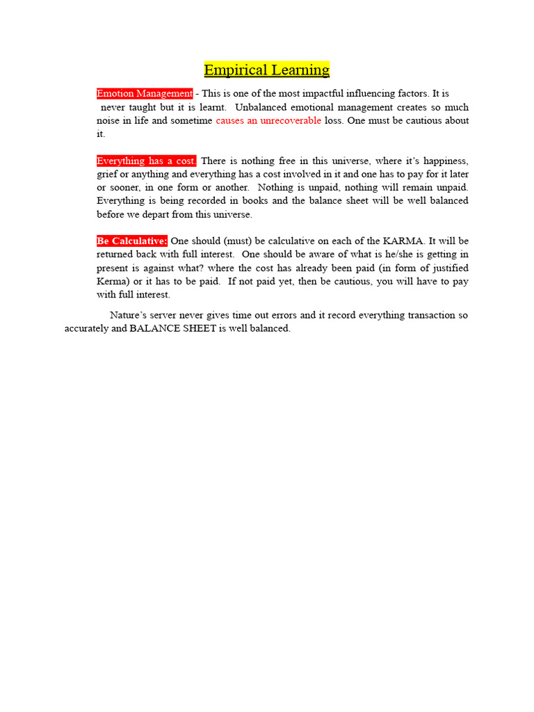 Empirical Learning | PDF | Self-Improvement